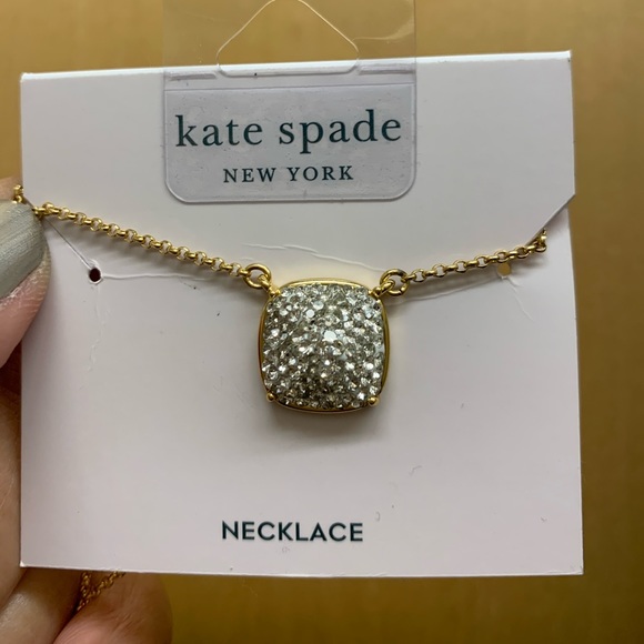 kate spade | Jewelry | Kate Spade Square Pav Pendant Necklace In Gold ...